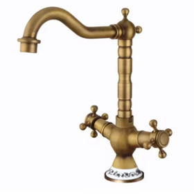 Trendy Taps Deck Mounted with Dual Handle Floral and Brass Bathroom ...