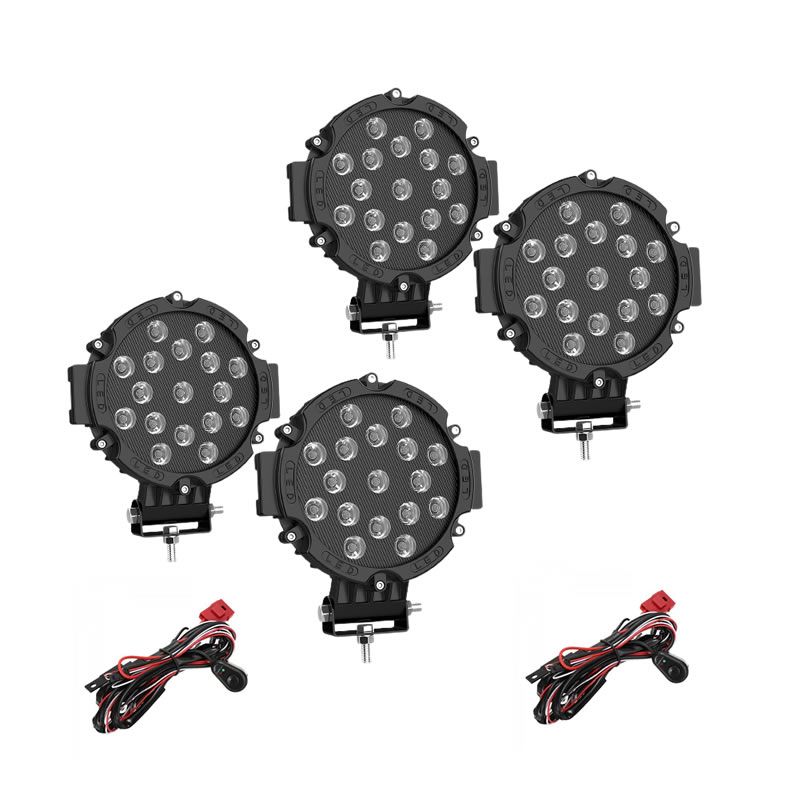 4 Pieces Off-Road 51 Watts Car A Fog Light/Work Spot Light & Wiring ...