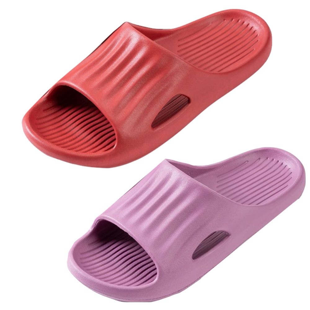Fashion Sandal Women's' Casual Flat Slides With Ridges Set Of 2 Pairs ...