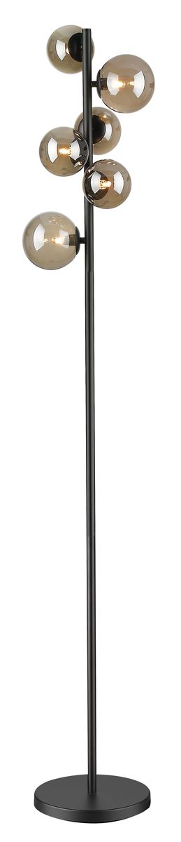 Matt Black Floor Lamp with Smoke Colour Glass | Shop Today. Get it ...
