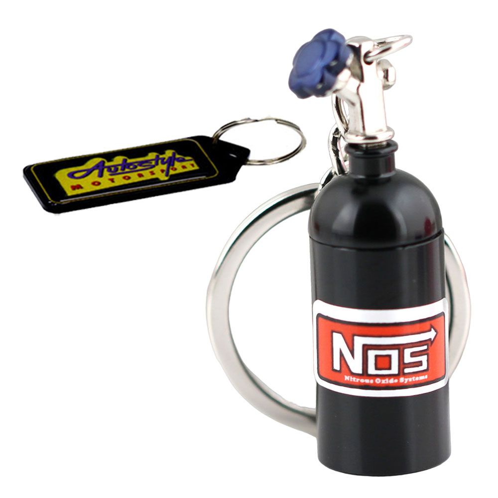 Nos Storage Bottle Car Novelty Keyring Keychain - Black & Gel Key ...