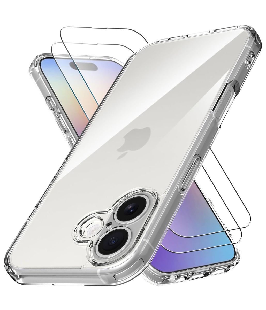 Anti-Yellowing Clear Case + Screen Protector for iPhone 17 (Shockproof ...