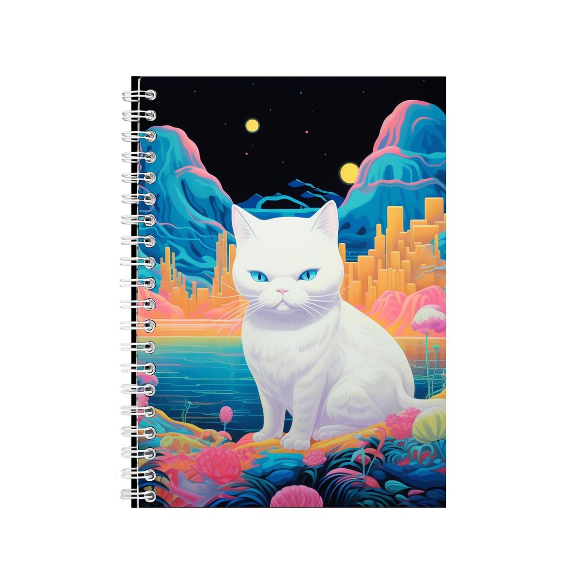 WHITE CAT NEON LANDSCAPE 2 A5 Notepad Gift Idea | Shop Today. Get it ...