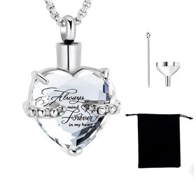 Clear Heart Pendant for Ashes with Wipe Cloth | Shop Today. Get it ...