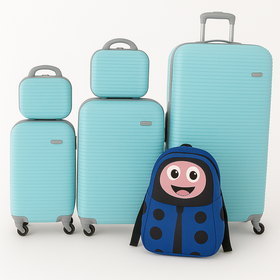 5-Piece Family Luggage Set with Wheels-LightGreen Hardshell & Kids ...