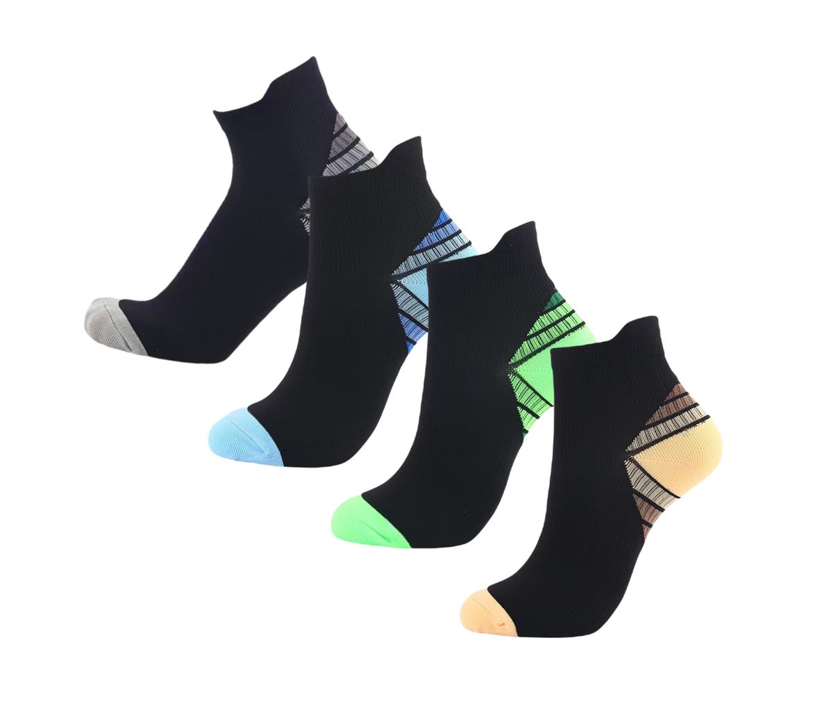 Ankle Compression Sock for Men Women Low Cut Ankle Support Pack 4 of ...