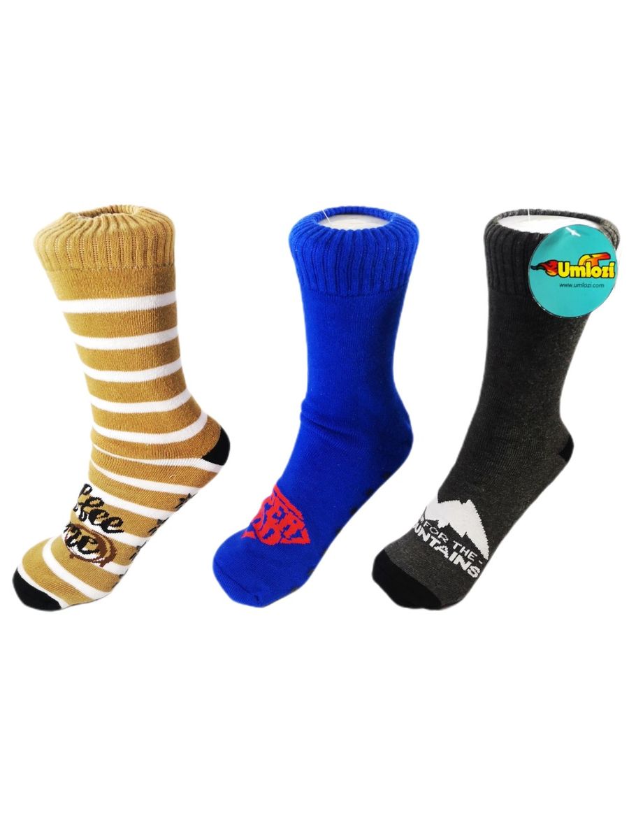 Adult Slipper Socks With Non Slip Grip Pads - Assorted Pack of 3 | Shop ...