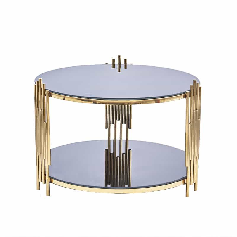Coffee Tables - Gold Frame - Rounded Black Glass Top | Shop Today. Get ...