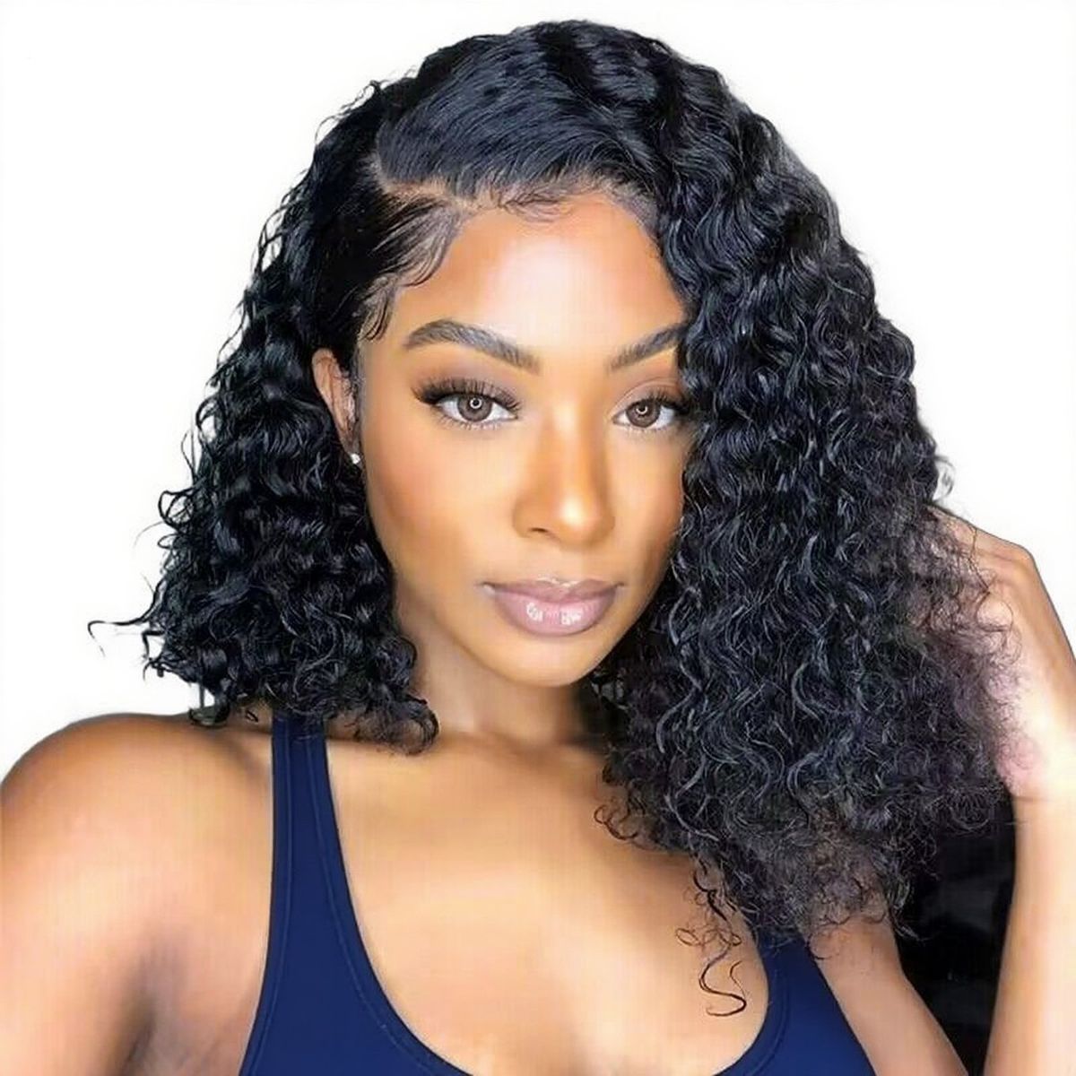 VSP 14"Glueless Brazilian Hair Bob Curly Weave Frontal Wig13x4 Full ...