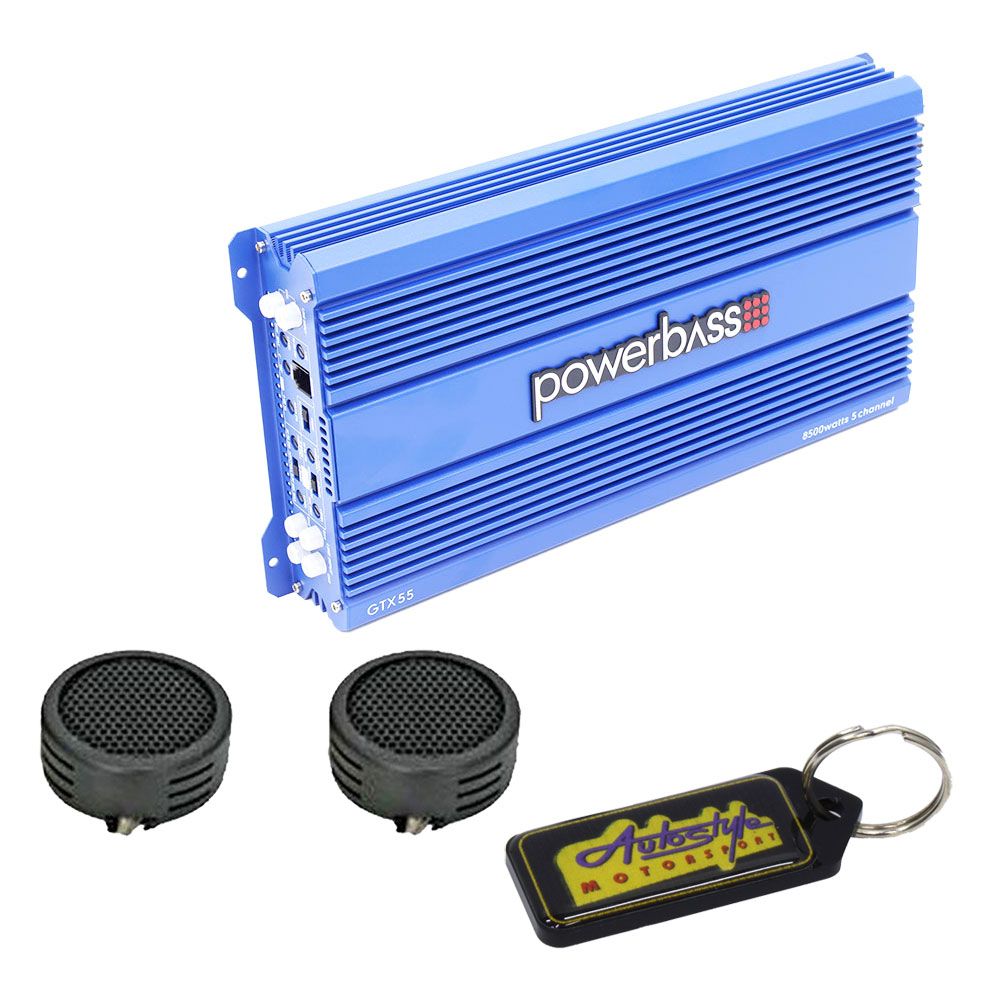 Powerbass GTX55 8500w 5 Channel Amplifier & Evo Tweeters & Keyring ...
