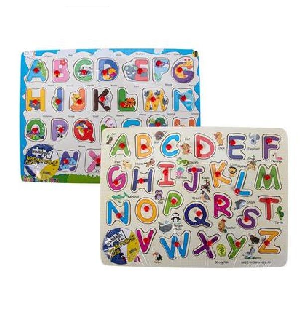 Wooden Pegged Alphabet Puzzle Capital Letters Assorted | Shop Today ...