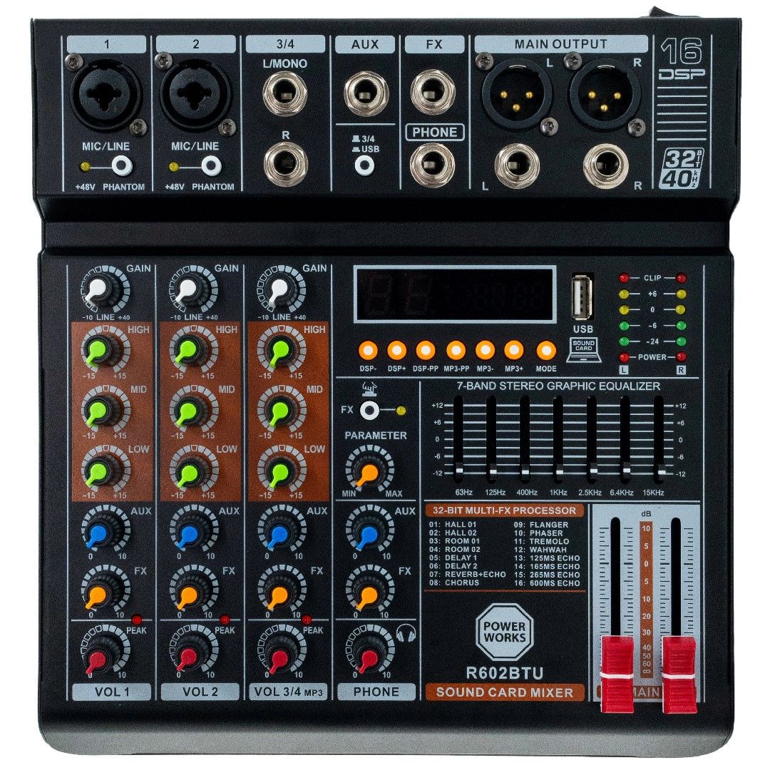 Powerworks R602BTU - 4 Channel Mixer With Bluetooth And USB | Shop ...