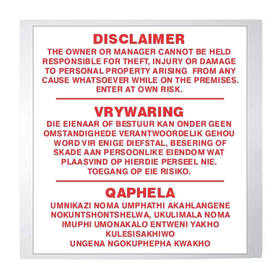 Disclaimer Notice Sign 3 Languages 440X440 On ABS | Shop Today. Get it ...