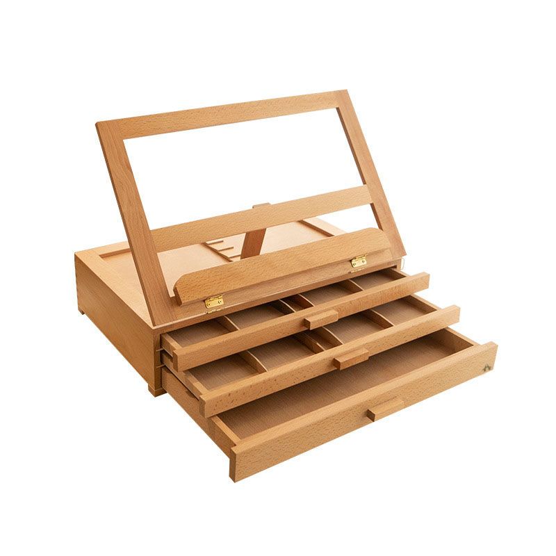Adjustable Wooden 3-Drawer Storage Box Easel Portable Artist Desktop ...