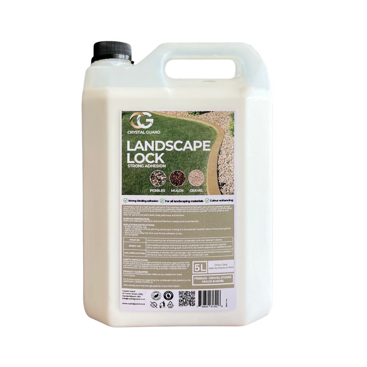 Crystal Guard Landscape Lock Pebble/Mulch & Gravel Adhesive Glue -5L ...