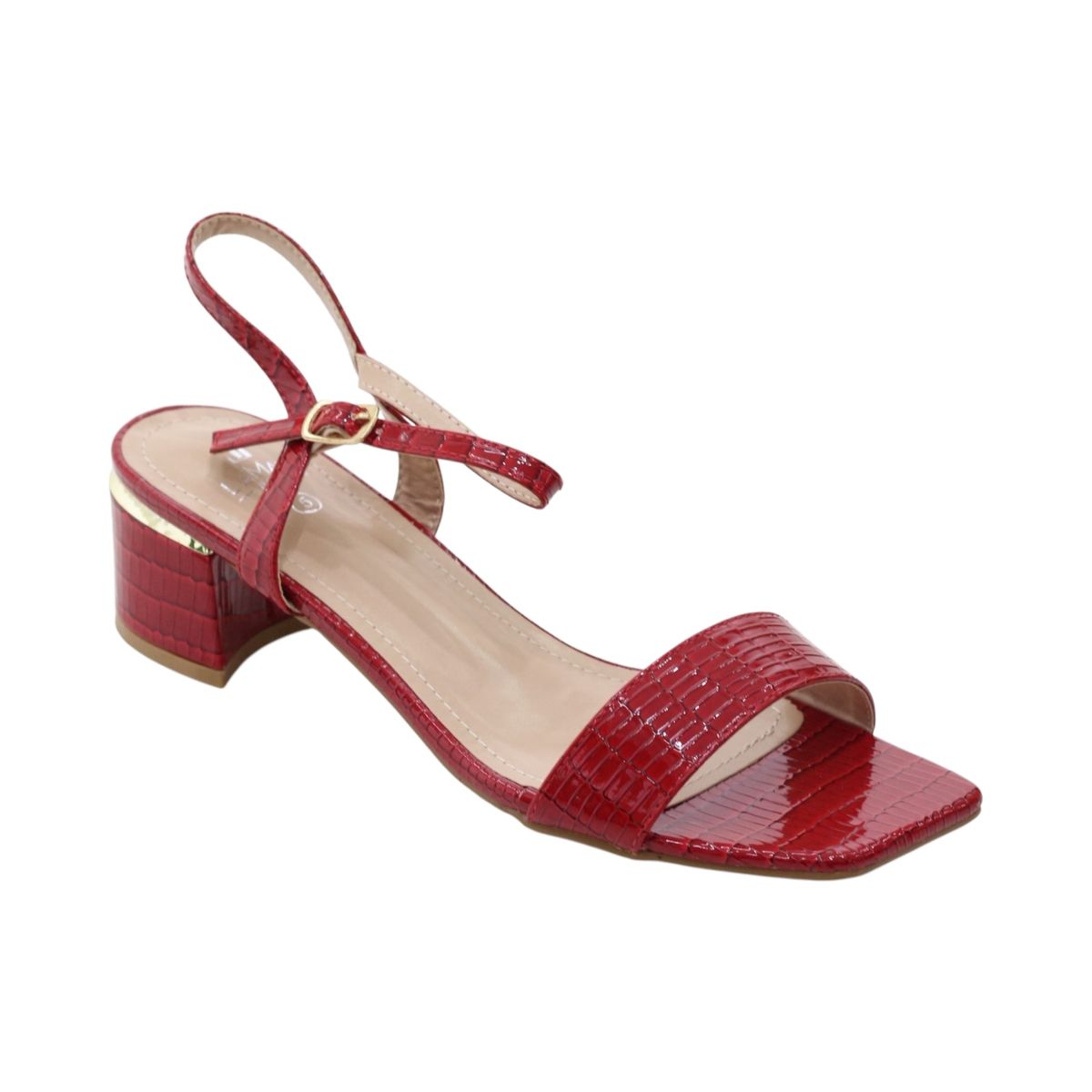 Lamara Paris Brisa Block 4.5cm Heel One Band Sandal Croco Material Red ...