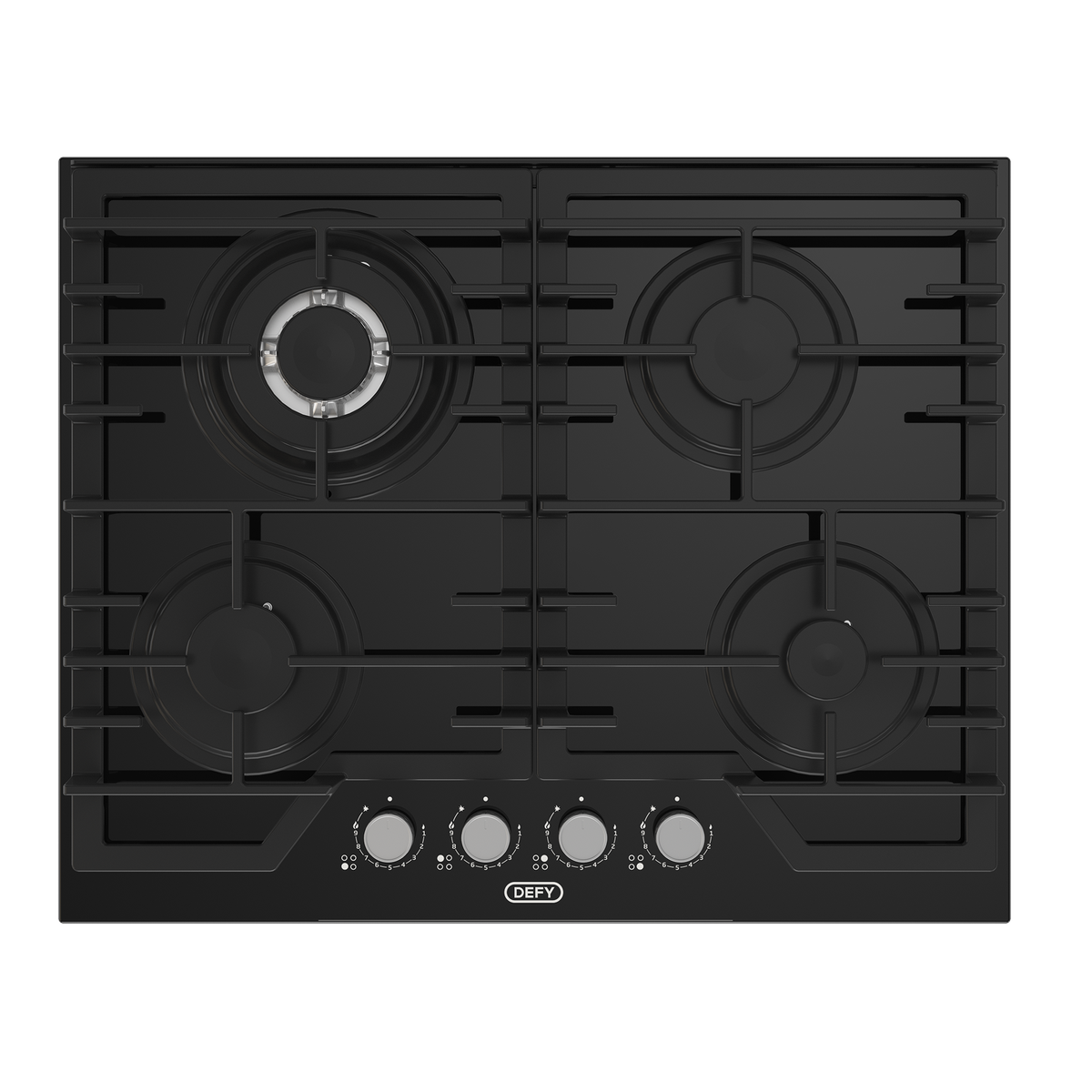 Defy DHG614 65cm 4 Burner Gas on Black Glass Hob with PreciseFlame ...