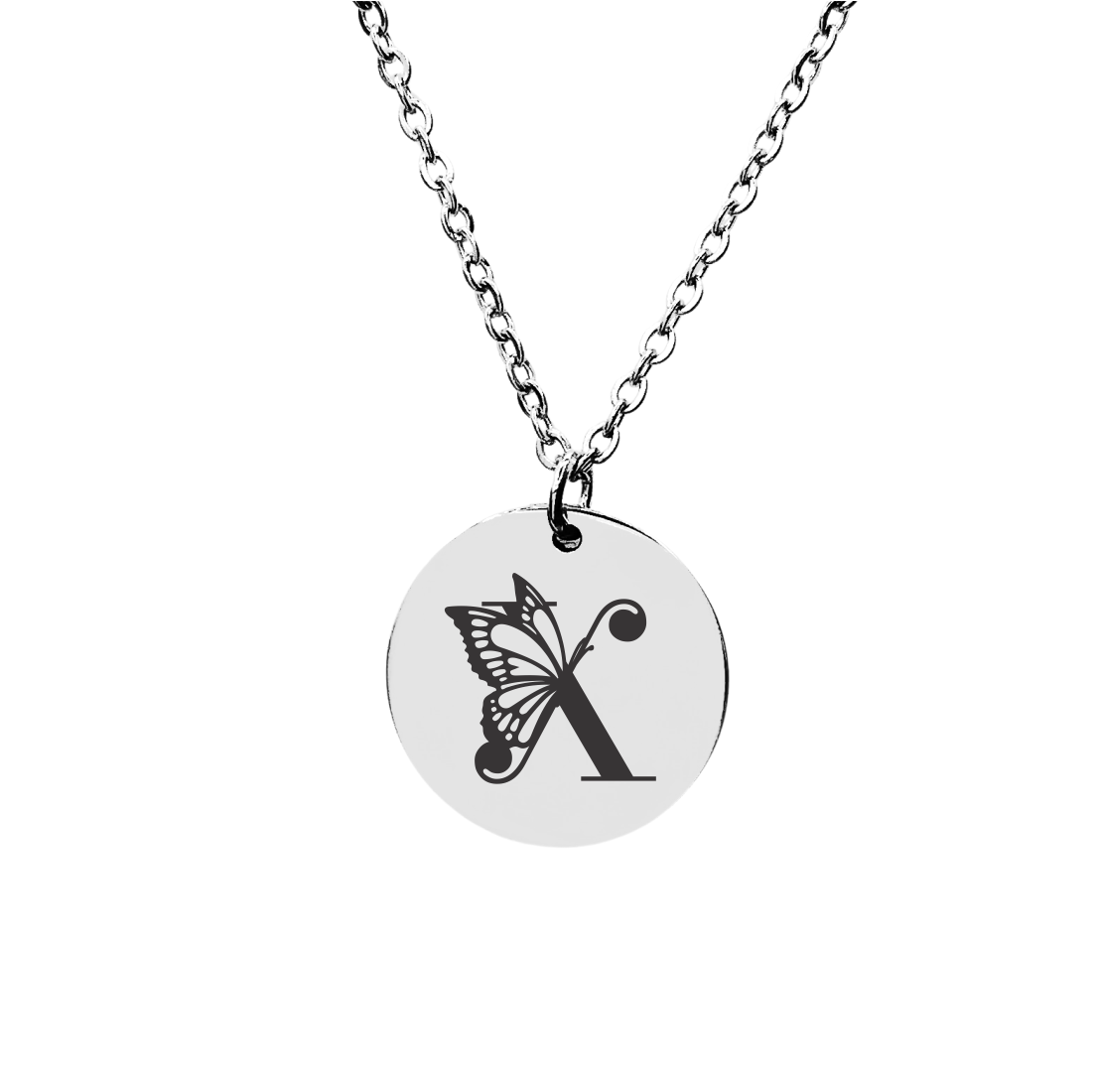 Stainless Steel Butterfly Initial X Necklace | Shop Today. Get it ...