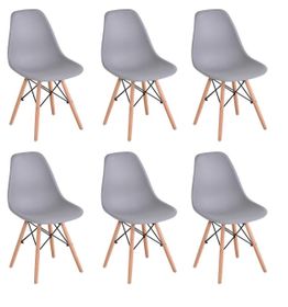 Wooden Leg Dining Chairs - Six Pack - Grey Colour | Shop Today. Get it ...