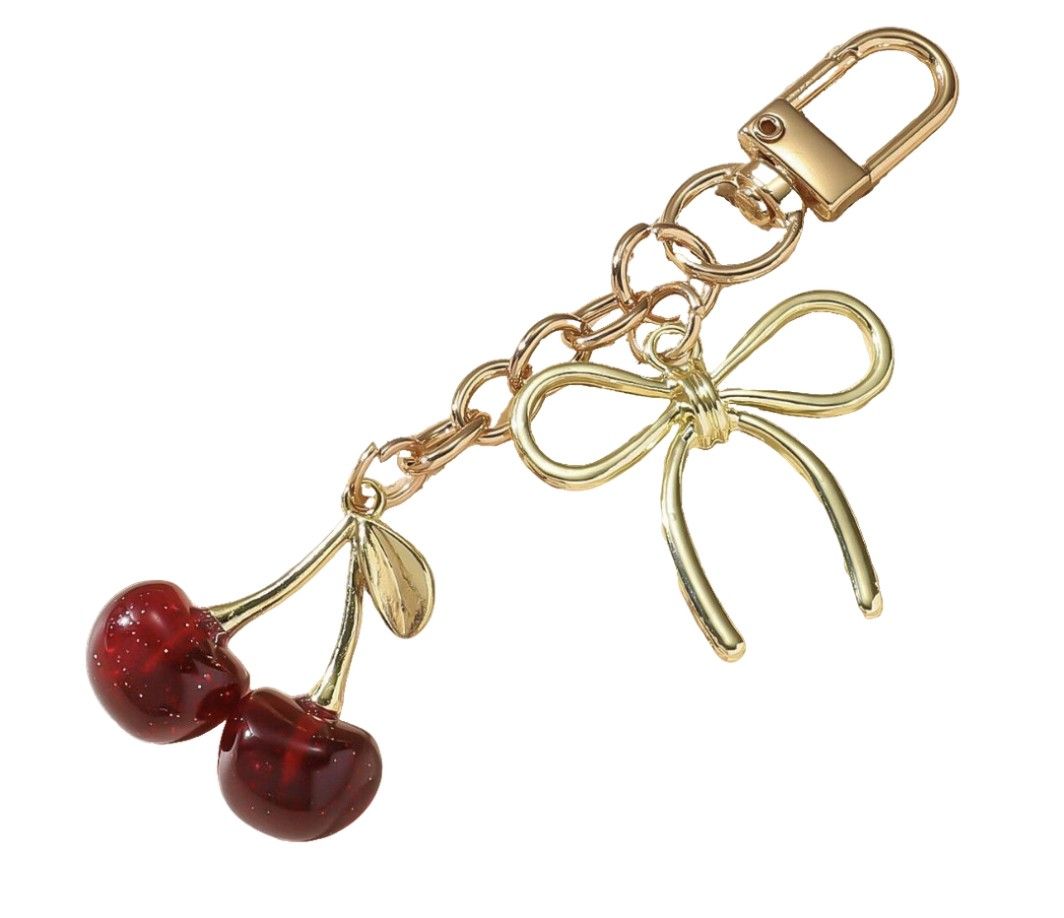 1pc Unisex Red Cherry Keychain with Bow Pendant | Shop Today. Get it ...