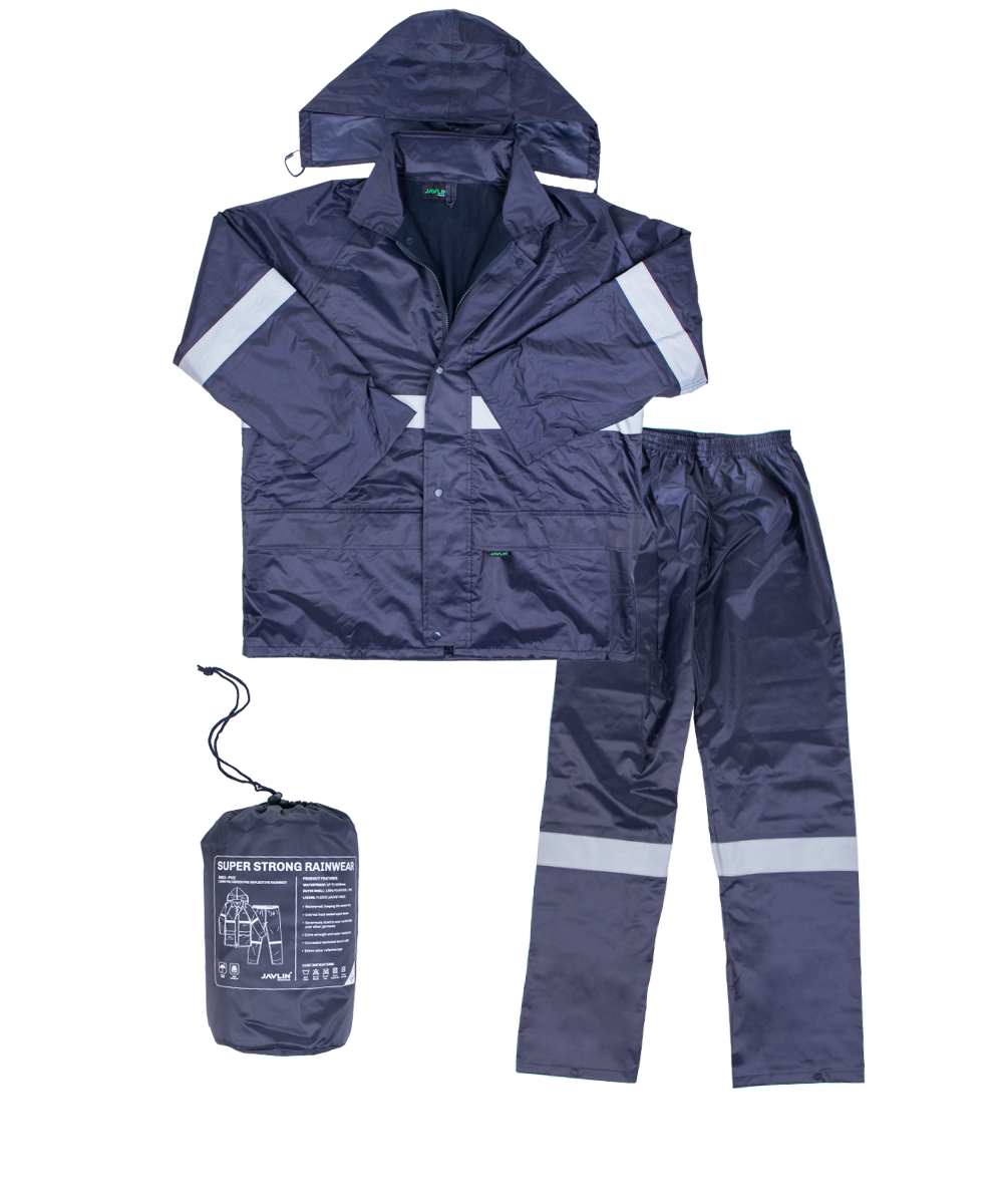 Javlin - Polyester Lined PVC Reflective Rain Suit (Navy) | Shop Today ...