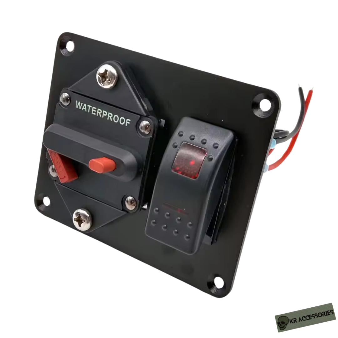 KR Auto 1-Gang Rocker Switch & Circuit Breaker Panel: Red Light (200A ...
