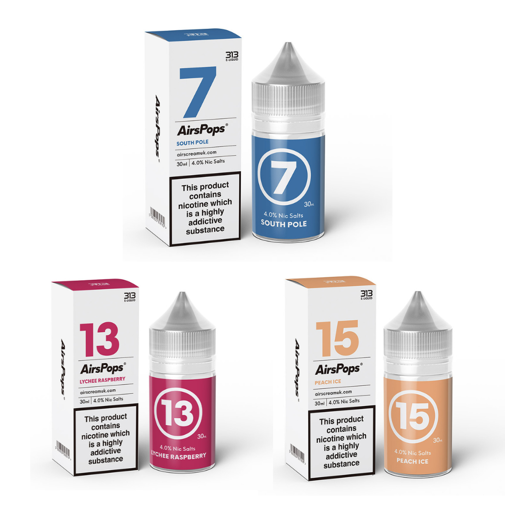 AirPops 313 Mixed Pack x 3 South Pole, Lychee Raspberry, Peach Ice ...