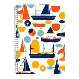 Boats_3 A4 Notebook Spiral Lined Boat Patterns Graphic Notepad Present ...