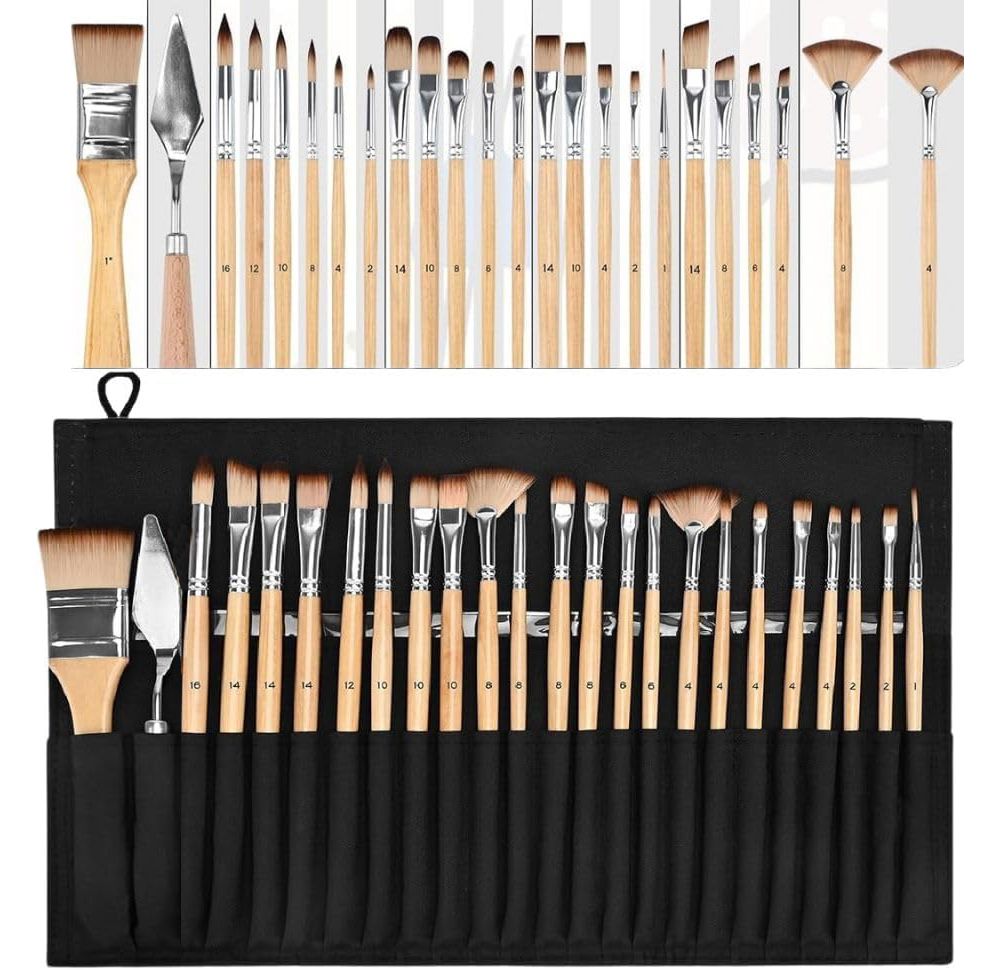 25-Piece Professional Art Brush Set Artist Paint Brushes | Shop Today ...