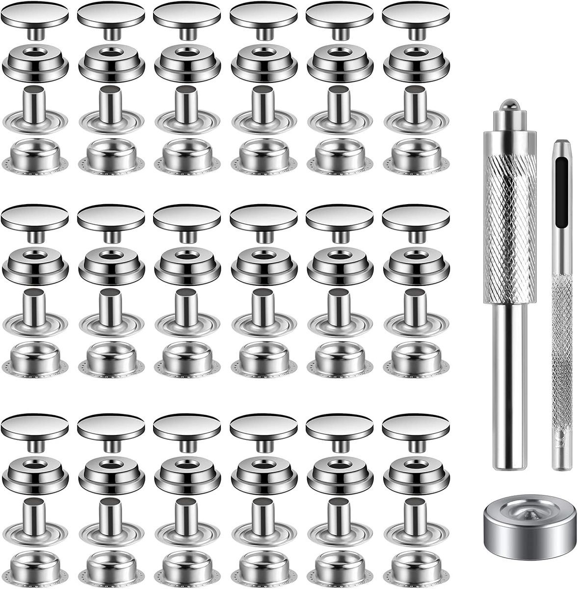 72 PCS 15MM Snap Fastener Kit Tool Snap Button kit Snaps for Leather ...