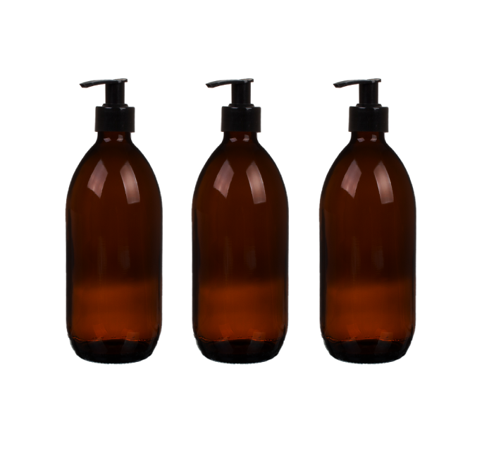 500ml Amber glass bottle with lotion pump lid | Shop Today. Get it ...