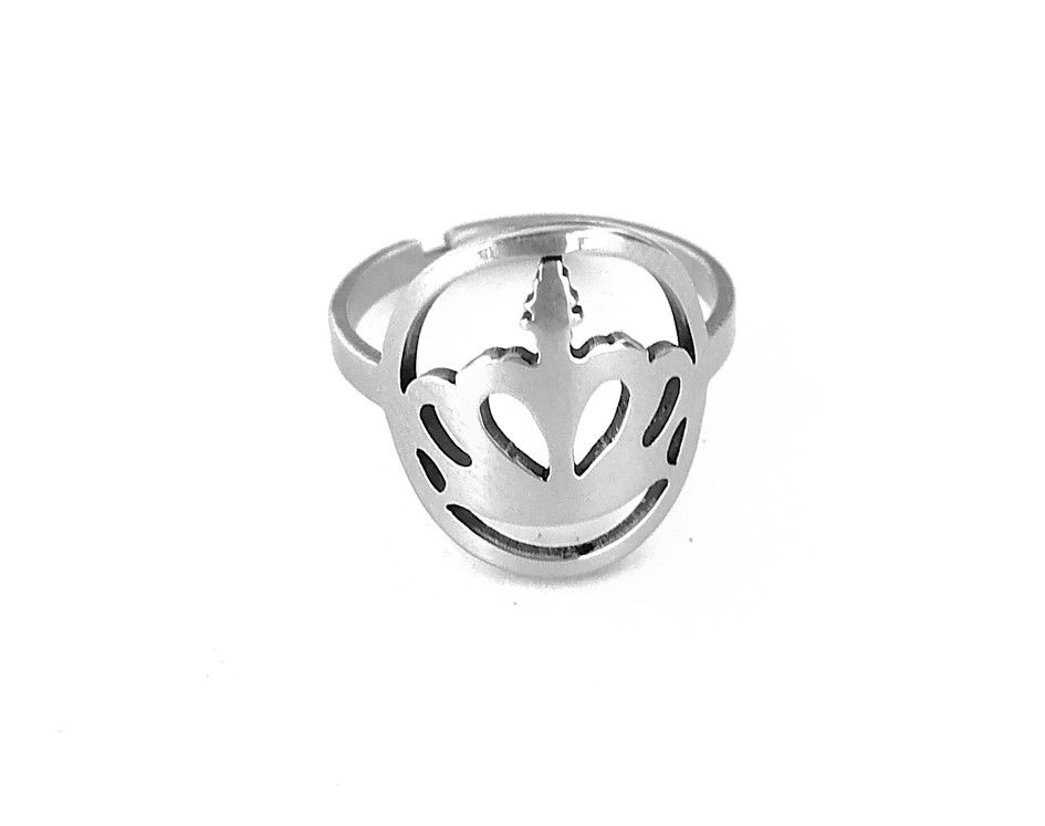 Solid stainless steel - adjustable ring with design - Crown | Shop ...