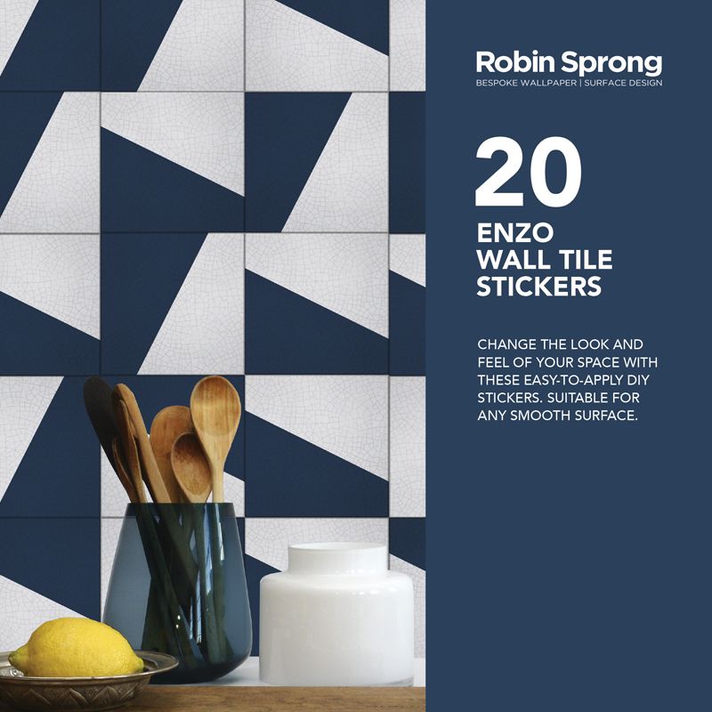 Robin Sprong Pack of 20 15 x 15 cm Enzo Wall Tile Stickers | Shop Today ...