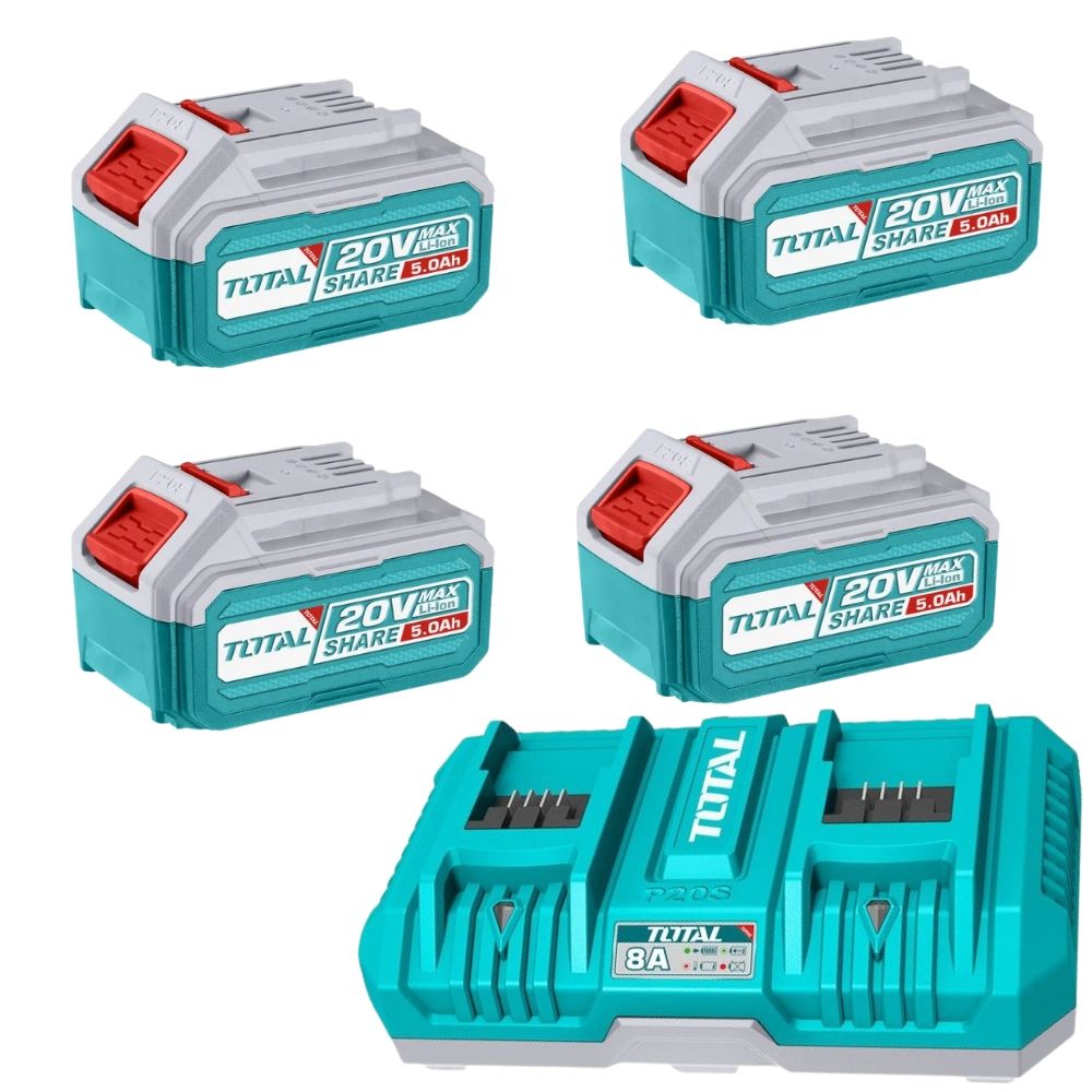 Total Tools - Professional 4 x 5.0Ah Batteries and Dual Charger Kit ...
