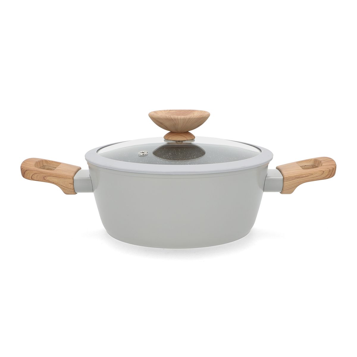 George & Mason - Grey Granite Ceramic Coated Pot with Glass Lid - 24cm ...