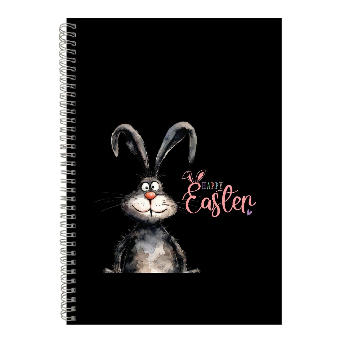 Black A4 Notebook Spiral and Lined Trendy Easter Graphic Notepad ...
