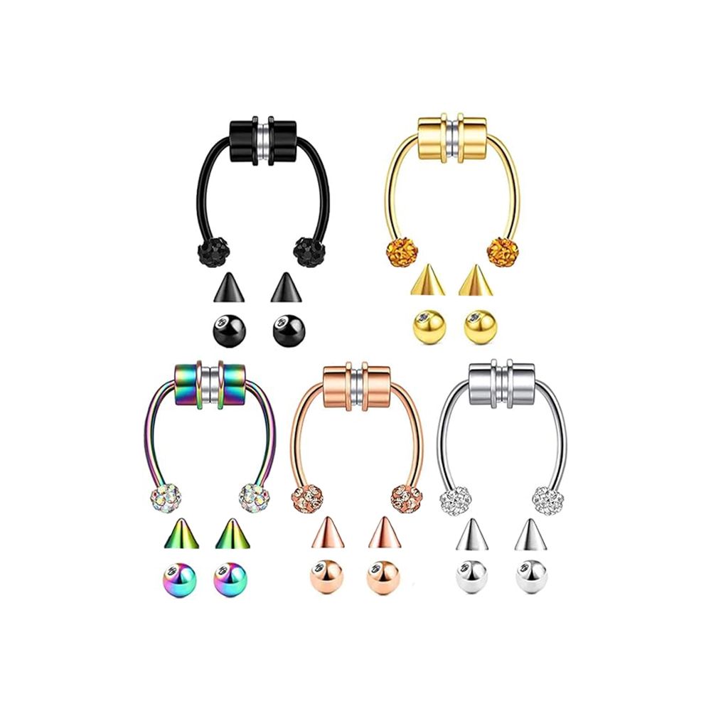 Rhinestone Nose Rings Magnetic Nose Rings Fake Nose Rings Nose Clips ...