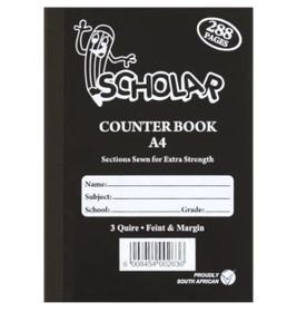 Scholar A4 Feint & Margin Hardcover Writing Counter Book Stitched 288 ...