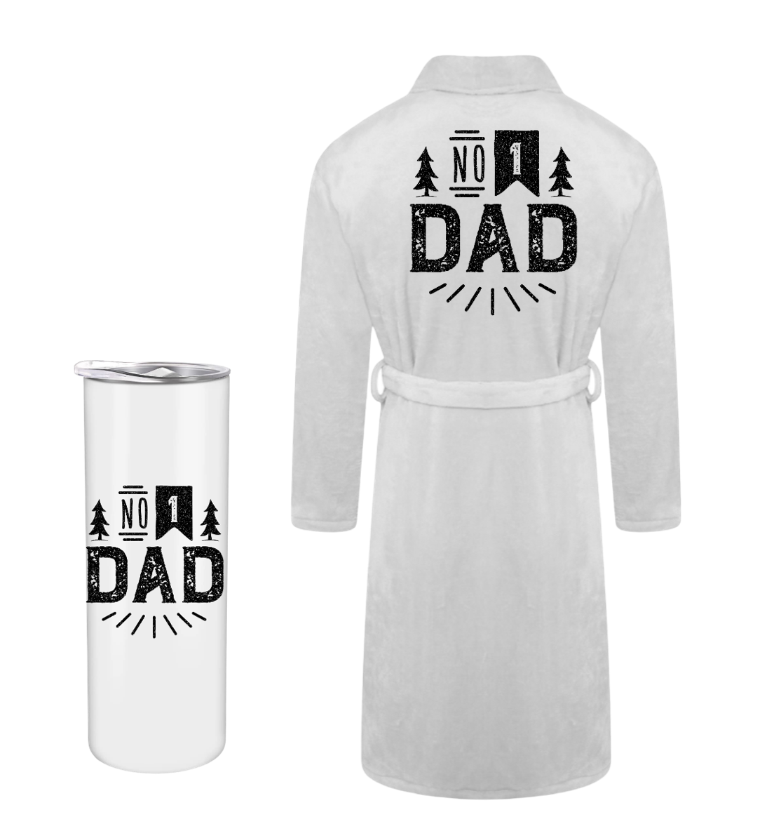Dad Printed Fleece Gown and Tumbler Gift Set - White - No 1 DAD | Shop ...