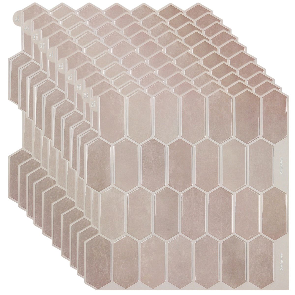 DIY 10-Sheet 3D Wallpaper Mosaic Tiles Peel&Stick Backsplash30.5x30.5x0 ...