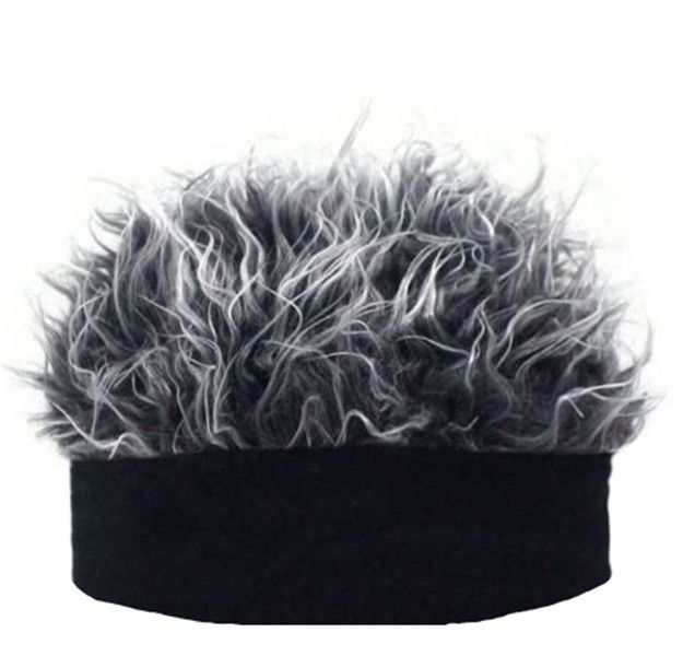 Winter Hat For Men - Spiky Hair Beanies For Men - APEY Funky Wig Beanie ...