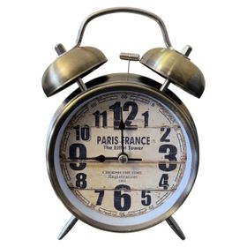 Paris Alarm Clock Vintage Battery Powered Desk Clock Metal Table Clock ...