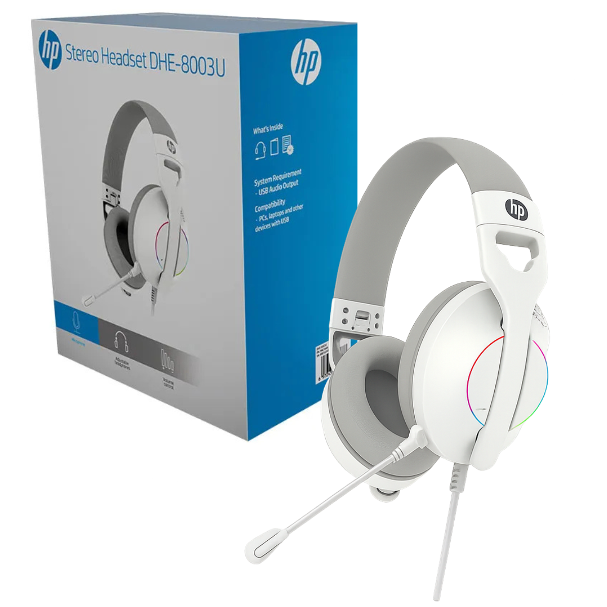 HP DHE-8003U USB Stereo Gaming Headset with Mic | White | Shop Today ...
