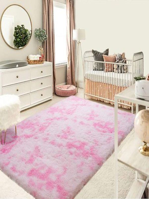 Three Tone Pink Fluffy Carpet - Shaggy & Foldable Rug Pink 200 x 150 ...