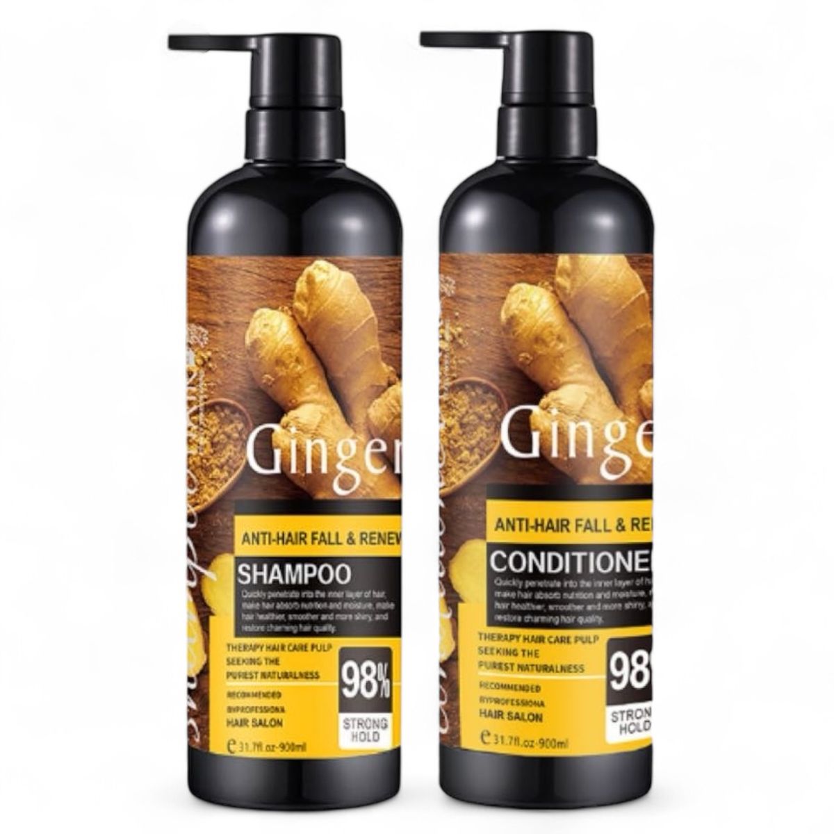 Set of 2 - Ginger Anti Hair Loss Hair Growth Shampoo and Conditioner ...