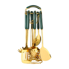 7 Piece Stainless Steel Luxury Cooking Utensils Set With Holder | Shop ...