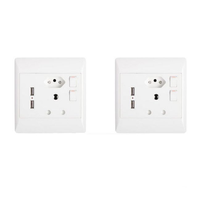 Pack of 2 Double Wall Socket with USB Ports - White | Shop Today. Get ...