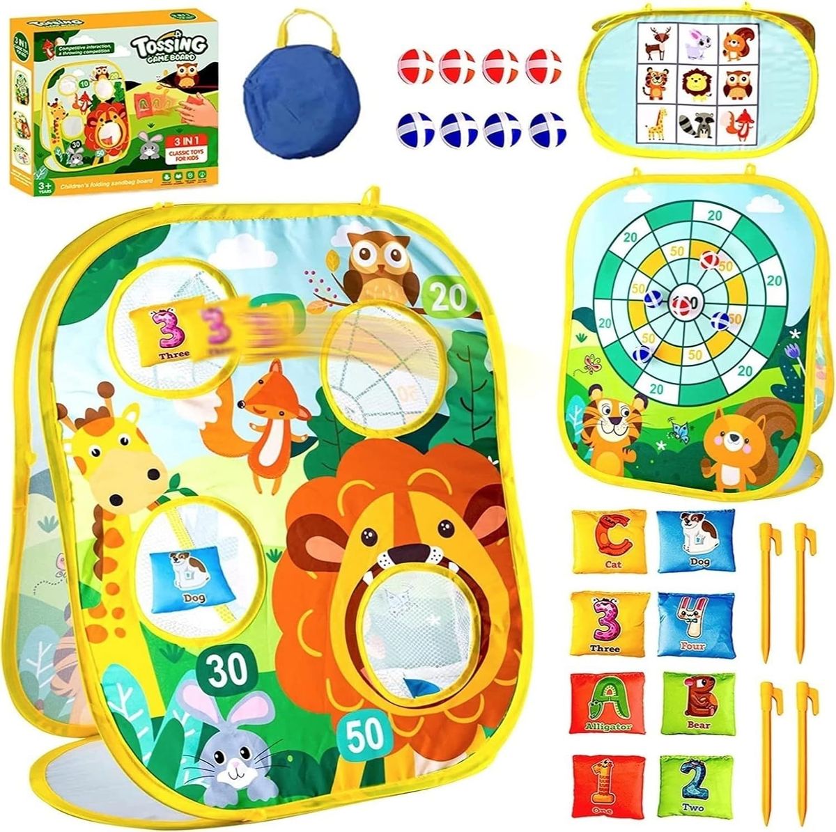 3 In 1 Throwing Sandbag Games Foldable Throwing Game Set for Kids ...