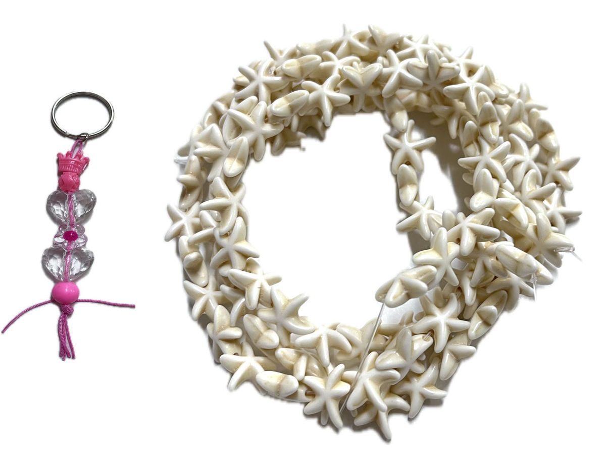 BEAD COOL - Bulk Howlite Starfish Cream 108pcs plus Free Key Ring ...