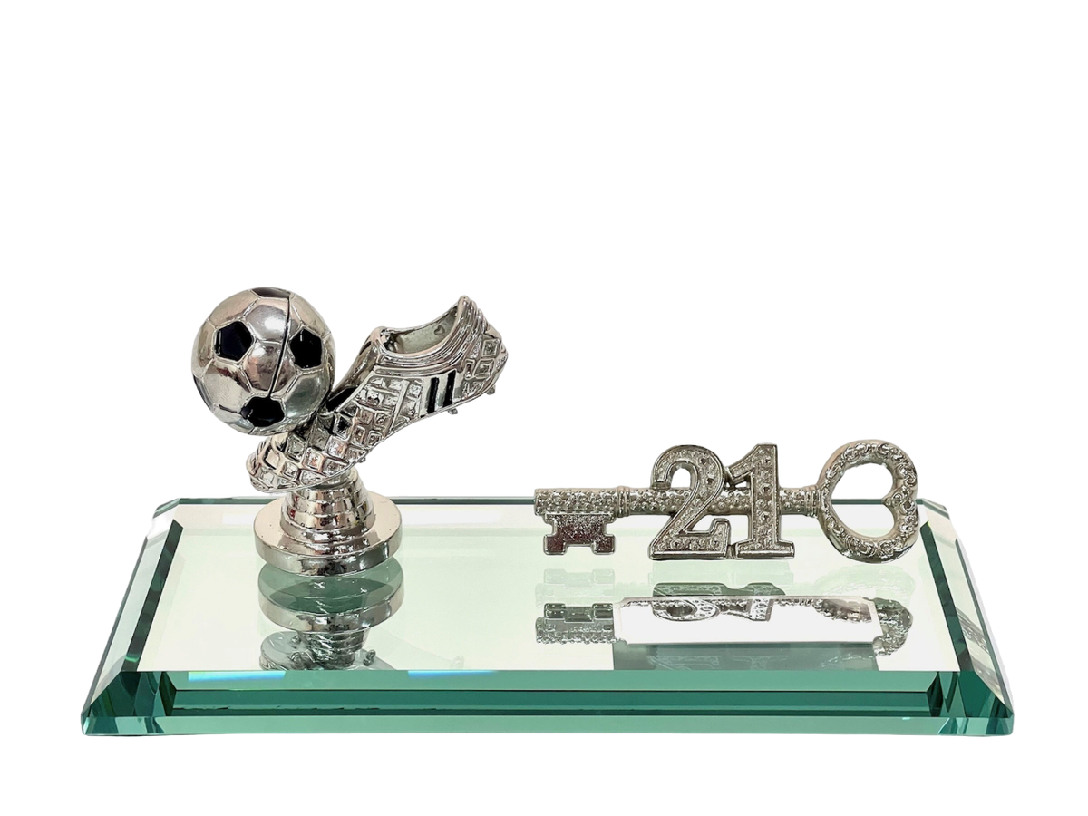 21st Key with Soccer Boot and Ball on Glass Mirror base | Shop Today ...